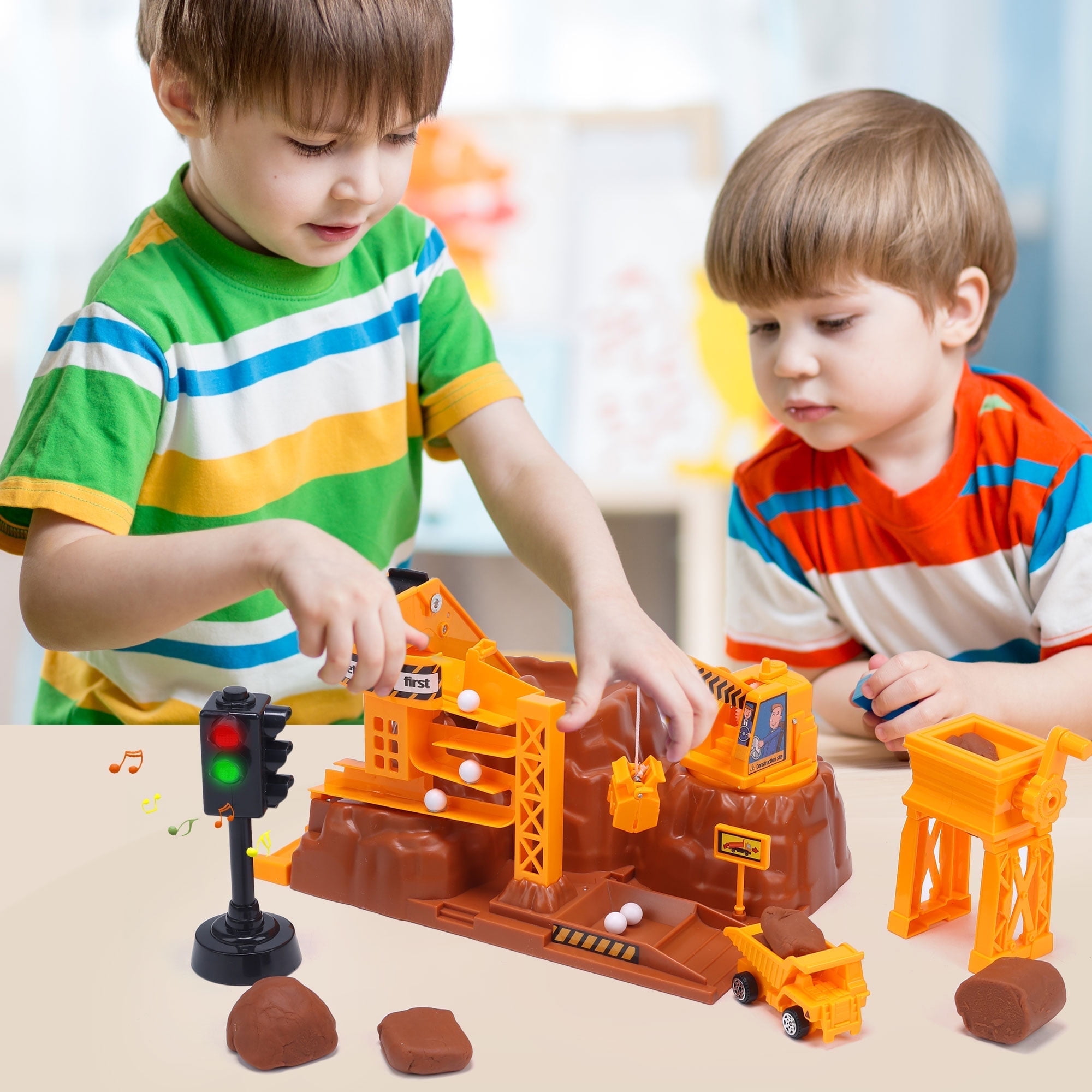 EagleStone Construction Toy Set – Engineering Site with Crane, Gravel ...