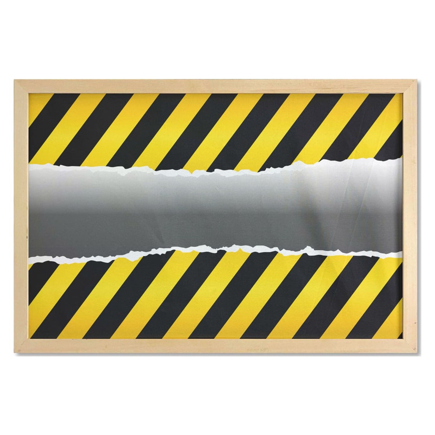 Construction Wall Art with Frame, Ripped Sign Working Site Danger ...