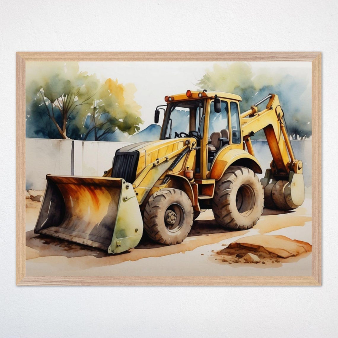 Construction Wall Art For Kids Rooms, Backhoe Wall Decor, Poster For ...