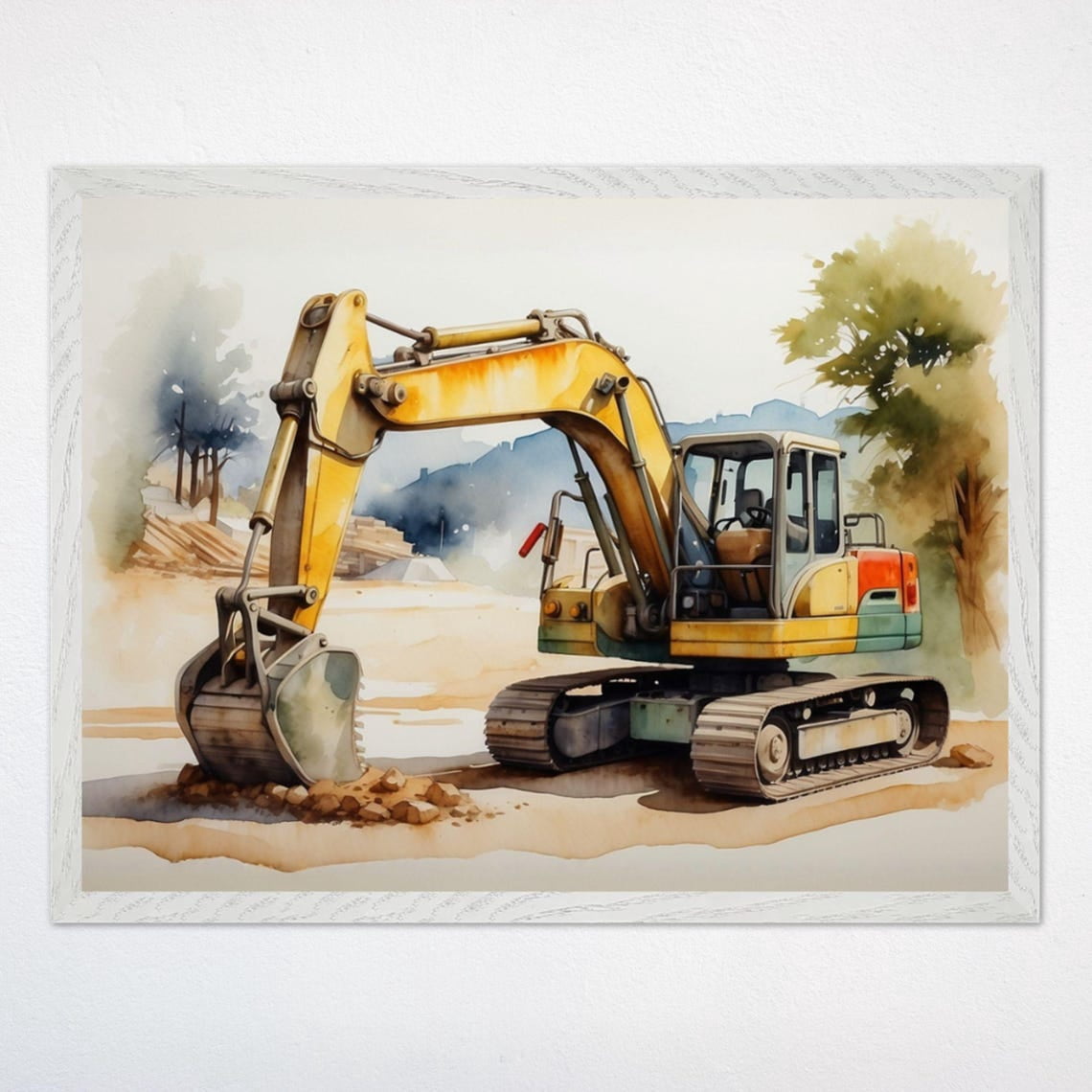 Construction Wall Art For Kids Rooms, Excavator Wall Decor, Poster For ...