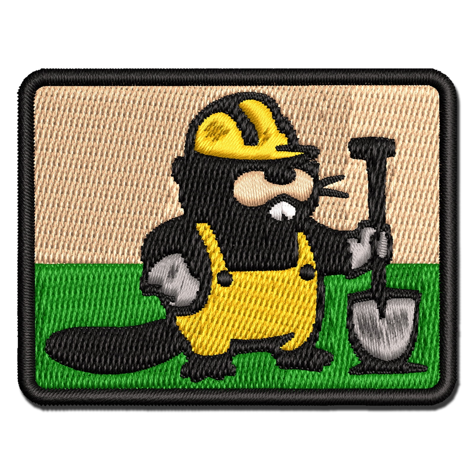 Construction Worker Builder Beaver with Shovel and Hard Hat Applique ...