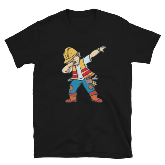 Construction Worker Dabbing Graphic Novelty Souvenir Gift Top TShirt ...
