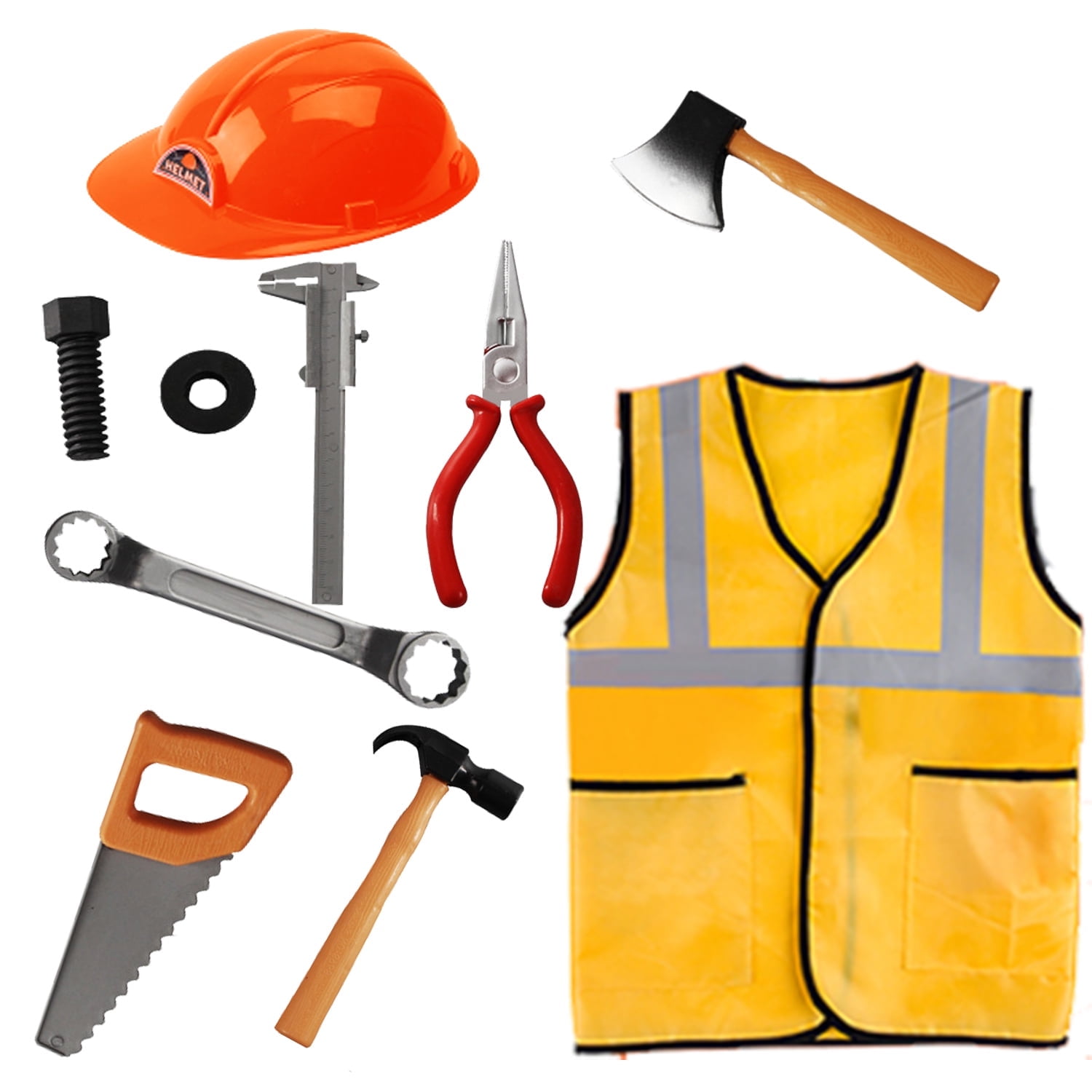 Construction Worker Role Play Costume Dress-Up Set for Toddler Birthday ...