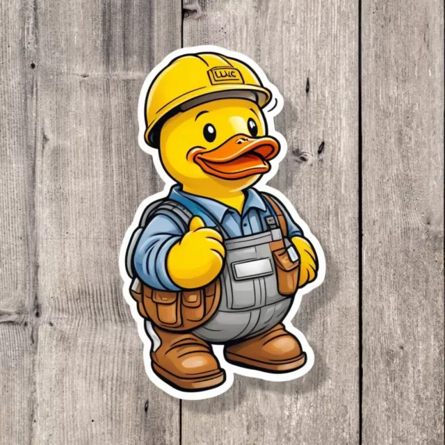 Construction Worker Rubber Ducky Sticker Laptop Water Bottle Sticker ...