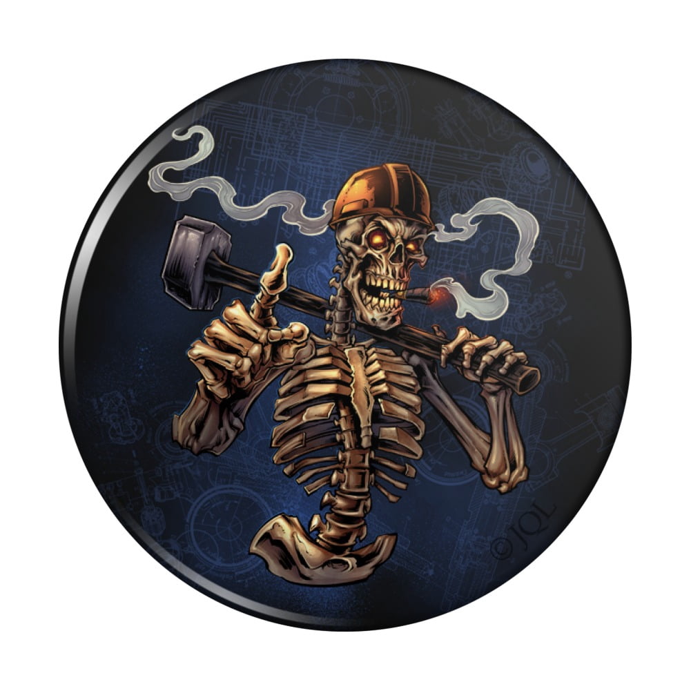 Construction Worker Sledgehammer Smoking Skeleton Kitchen Refrigerator ...