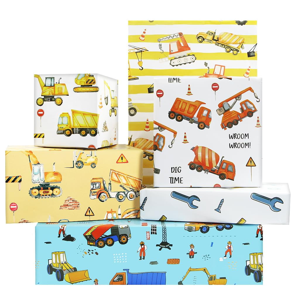 Construction Wrapping Paper, 6 OIF8 Sheet Excavator Tractor Dump Mixers ...