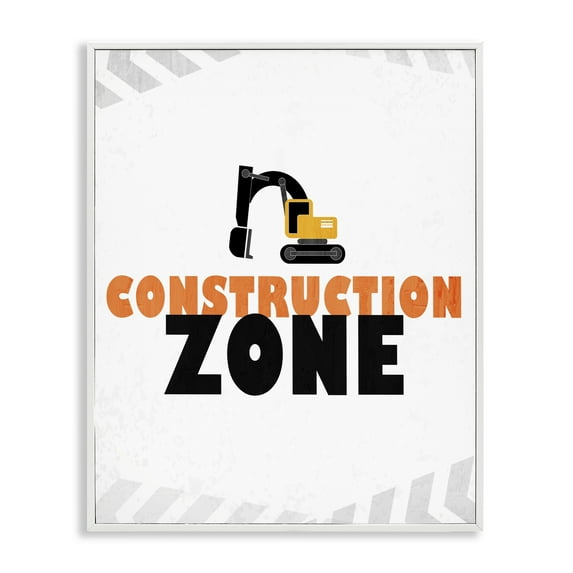 Construction Zone Minimal White Framed Giclee Art, design by Kim Allen ...