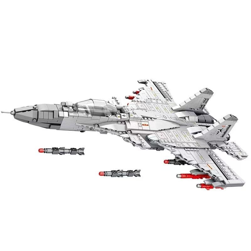 Construction building block kit of J-15 fighter jet, military aircraft ...