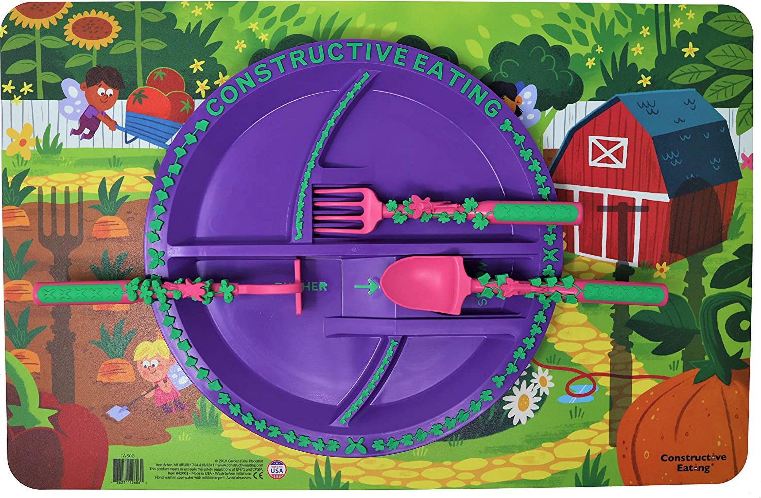 Constructive Eating Garden Fairy Plate, Placemat and Utensil Set for ...