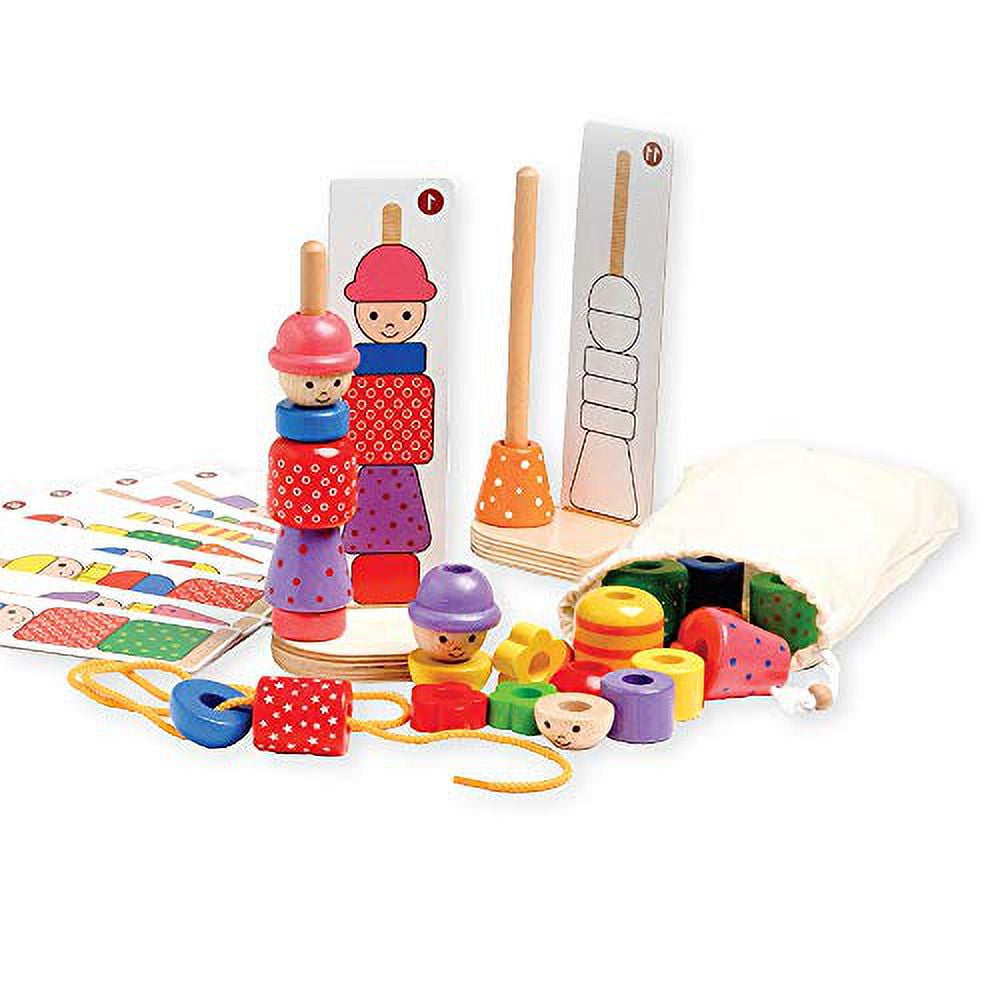 Constructive Playthings Kids Wooden Build-by-Pattern Kit with Assorted ...