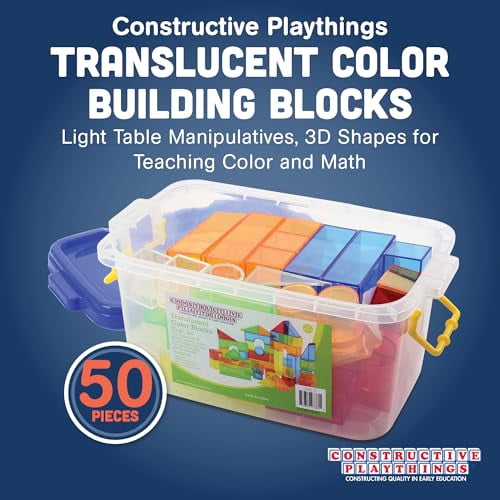 Constructive Playthings Translucent Color Building Blocks, Light Table ...