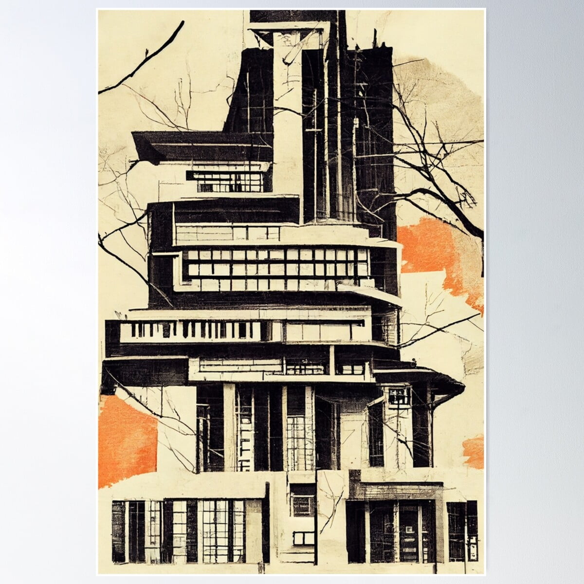 Constructivism Drawing Poster Wall Art, Modern Wall Decor For Living ...