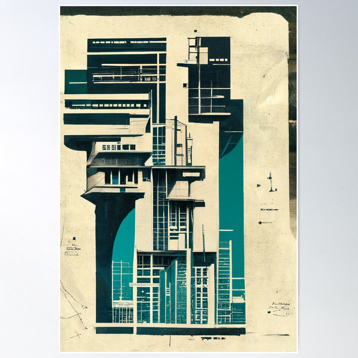 Constructivist Architecture Poster Wall Art, Modern Wall Decor For ...