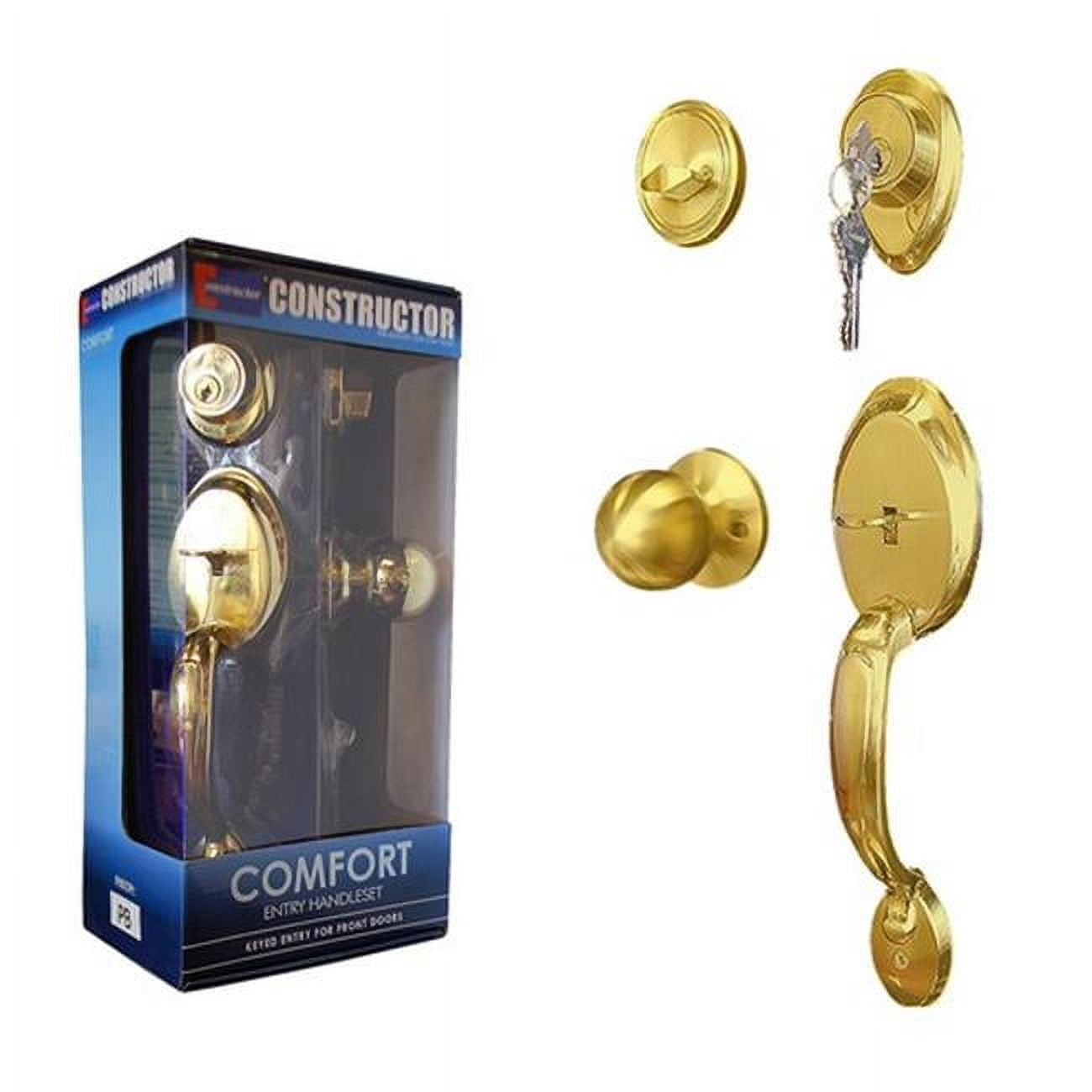Constructor Comfort Brass Entry Door Handle Set with Deadbolt and Knob ...