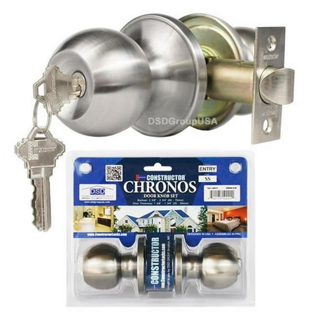 Constructor Chronos Stainless Steel Finish Entry Door Knob Handle Lock ...