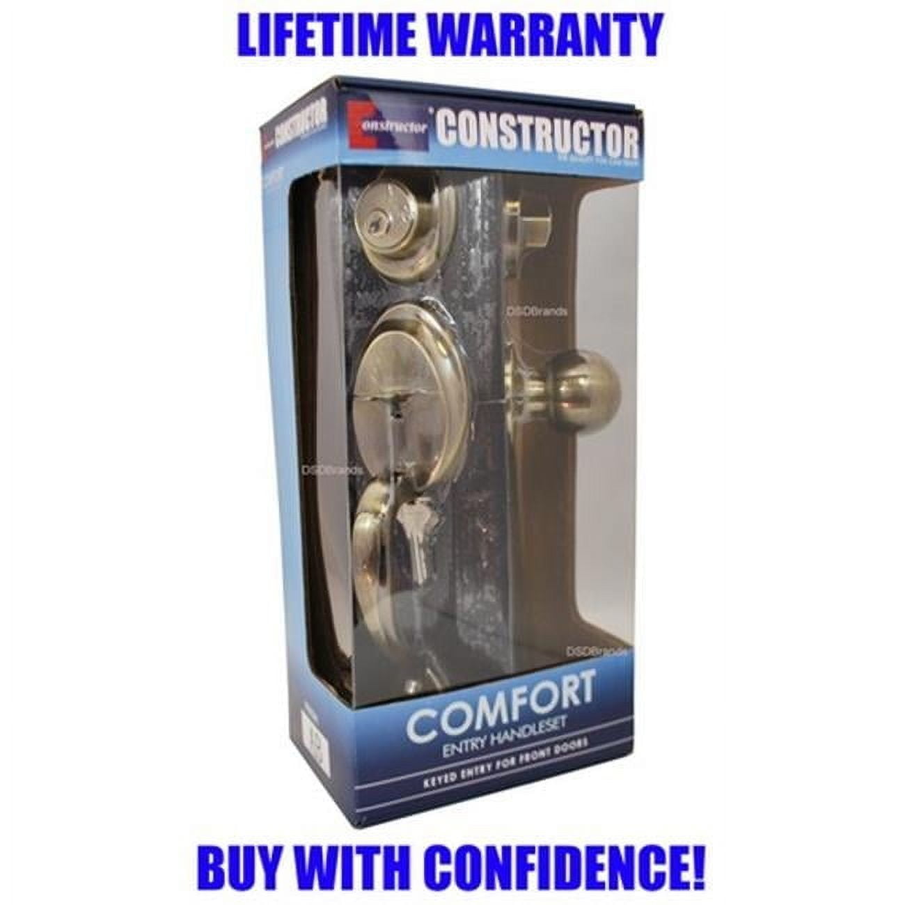 Constructor Comfort Entry Lock Set with Door Lever Handle, Antique ...