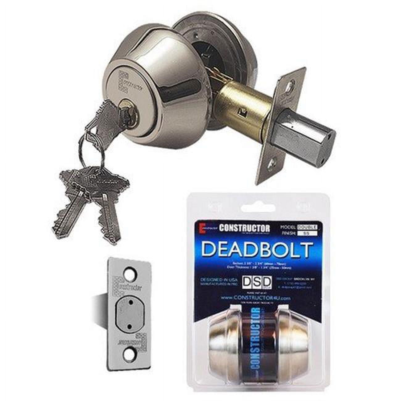Constructor Deadbolt Door Lock Set with Double Cylinder Satin Nickel ...