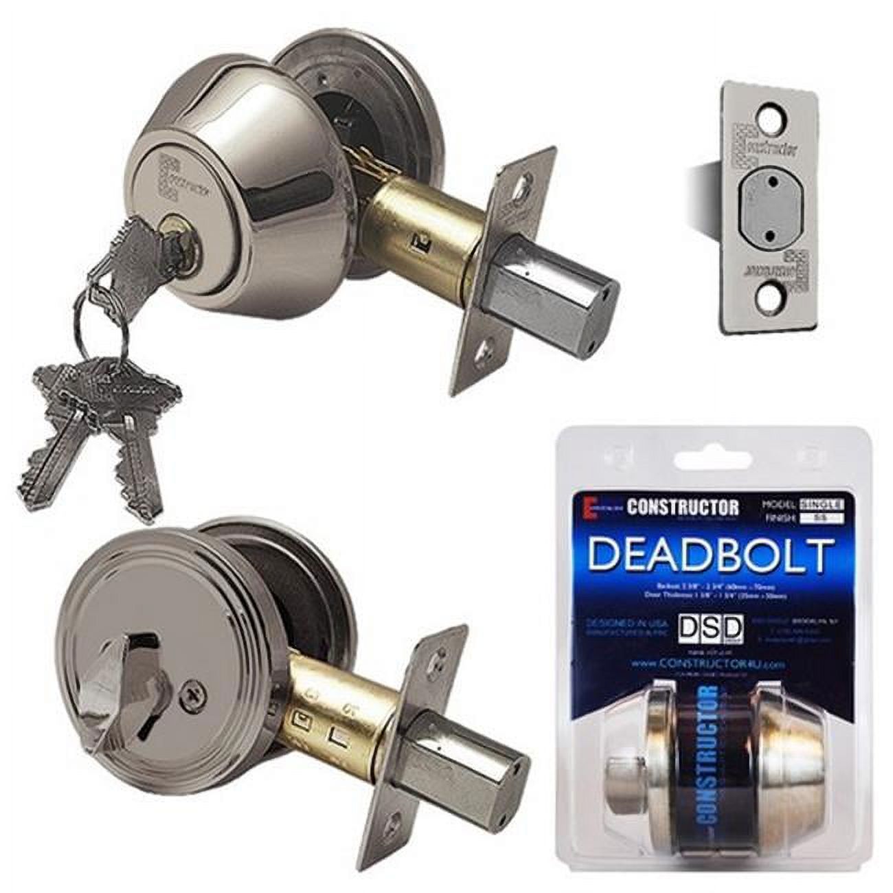Constructor Deadbolt Entry Door Lock Set with Single Cylinder Satin ...