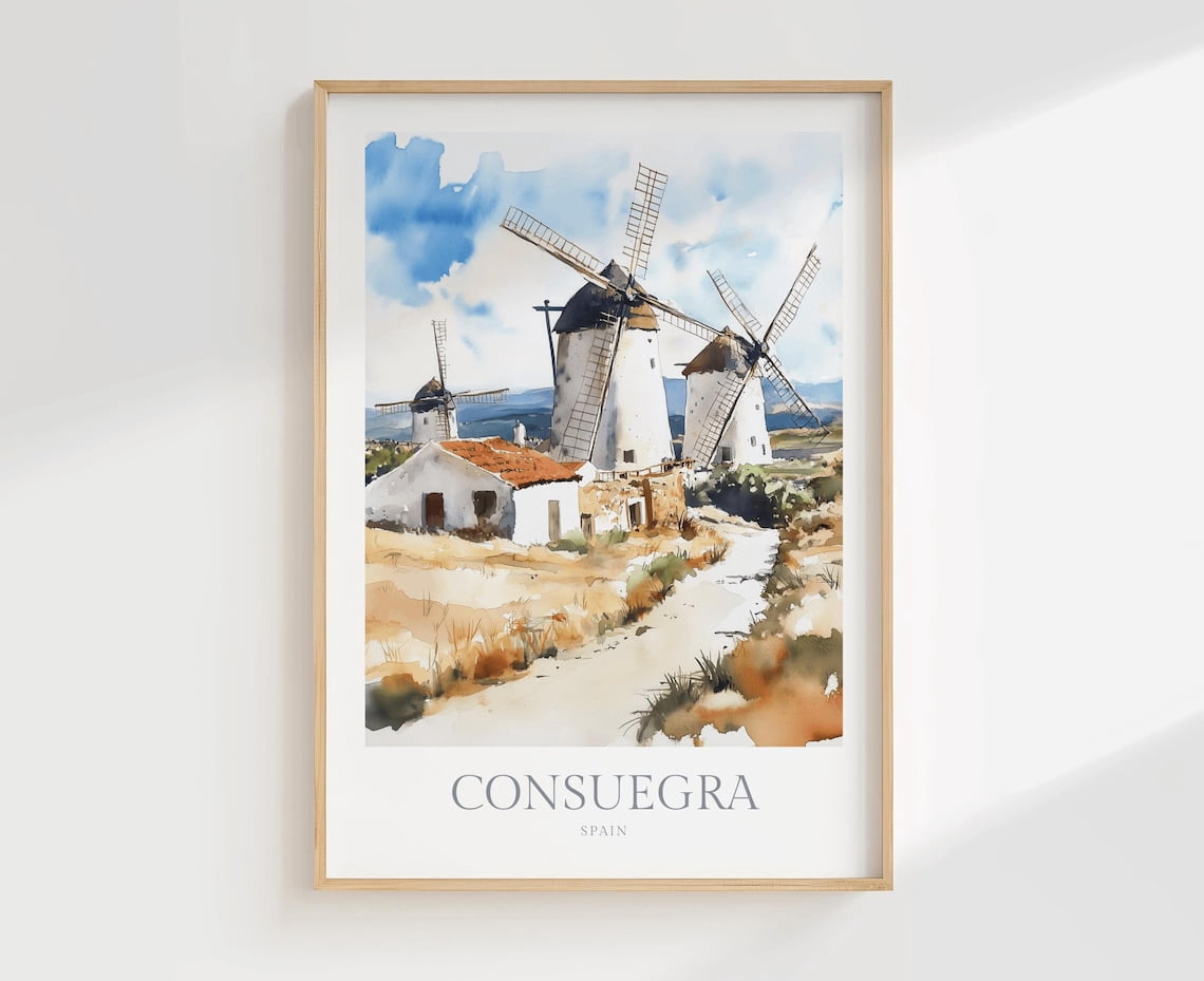 Consuegra Poster Spain Travel Wall Art Spanish Windmills Decor City ...