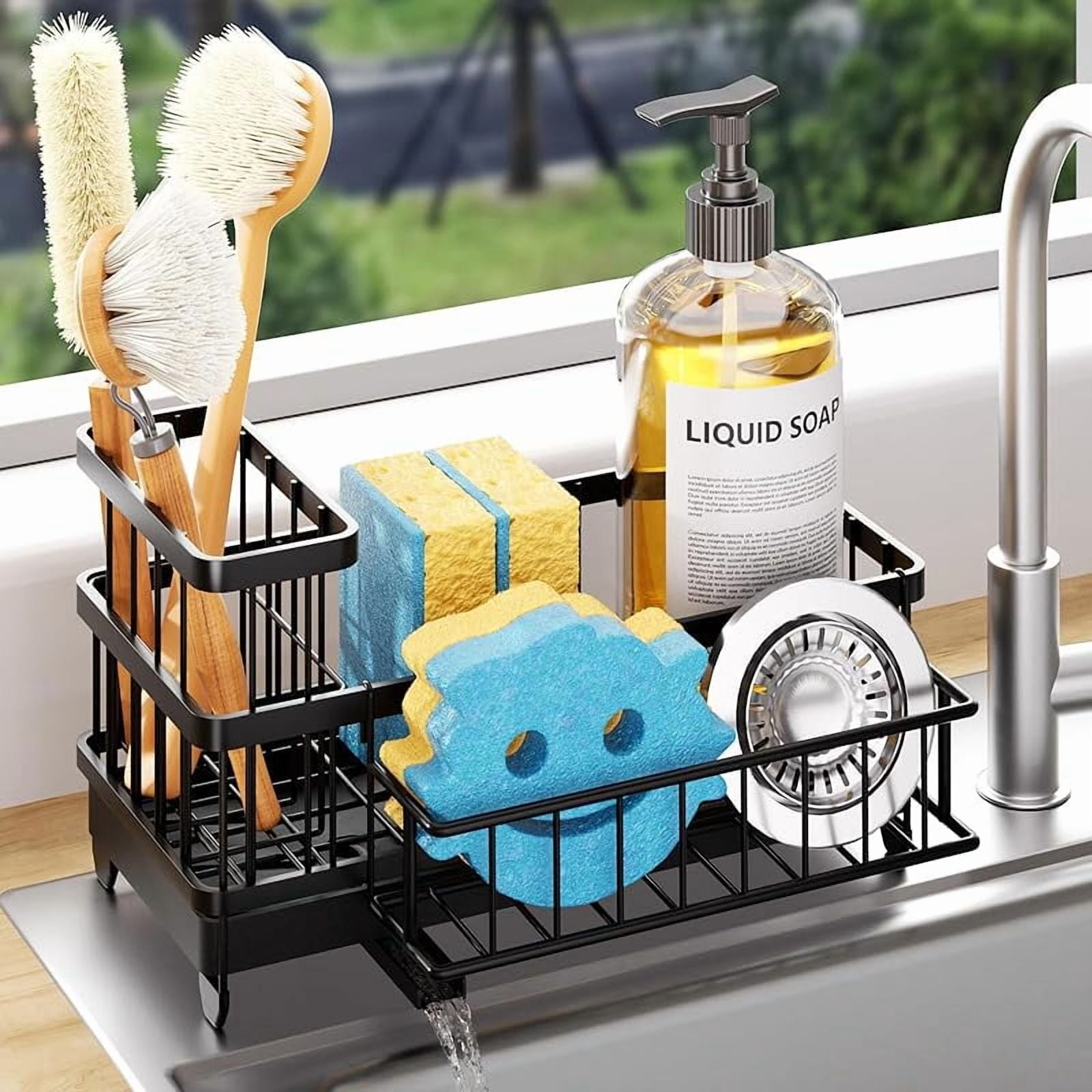 MY Consuemst Sponge Holder for Kitchen Sink - Auto Draining Sink Caddy ...