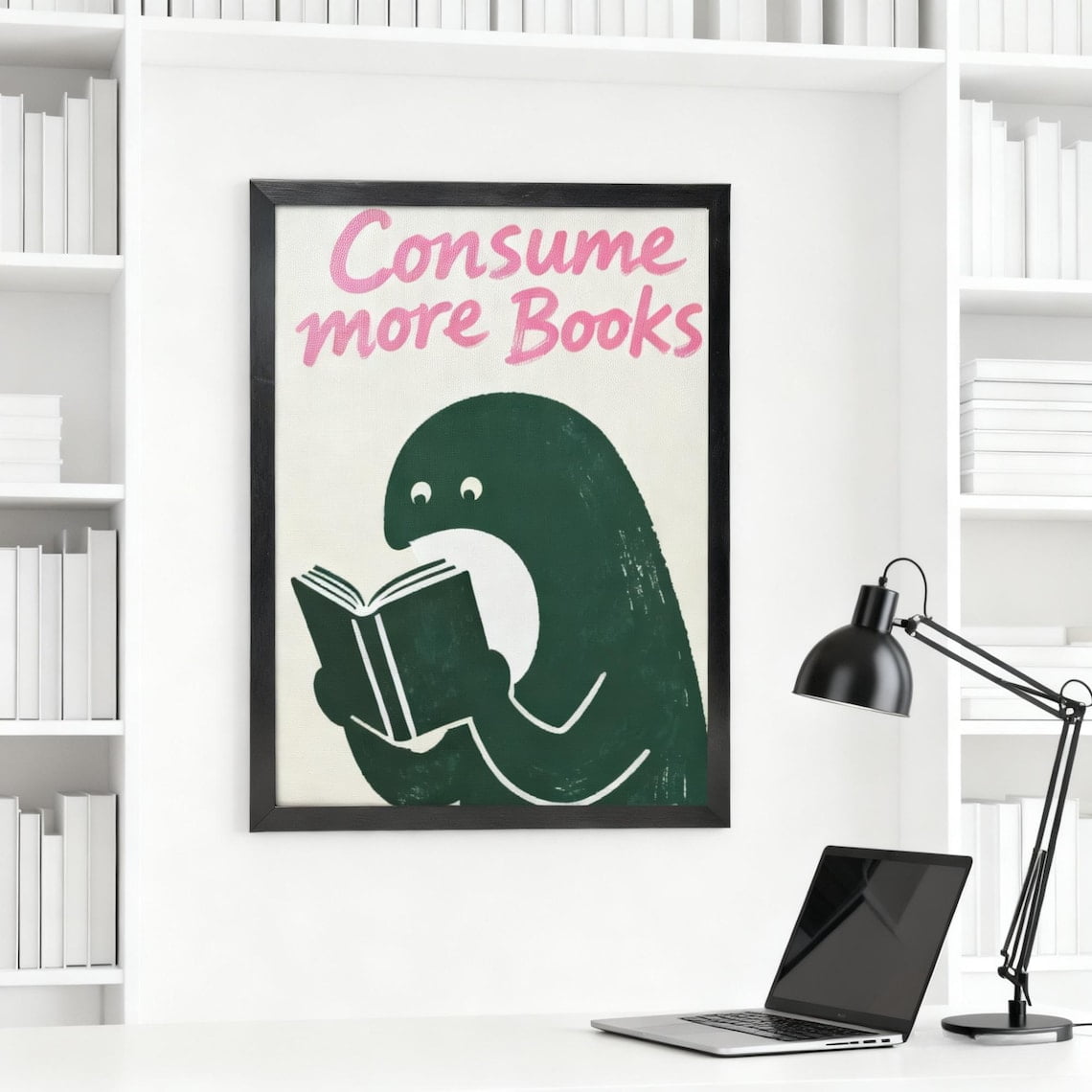Consume More Books Print, Retro Book Lover Wall Art Home Decor UNFRAMED ...
