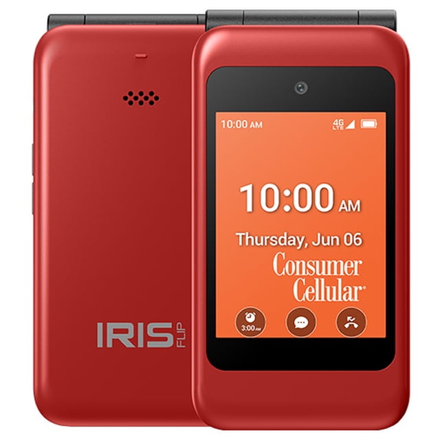 Consumer Cellular Iris Easy Flip, Red - Walmart.com