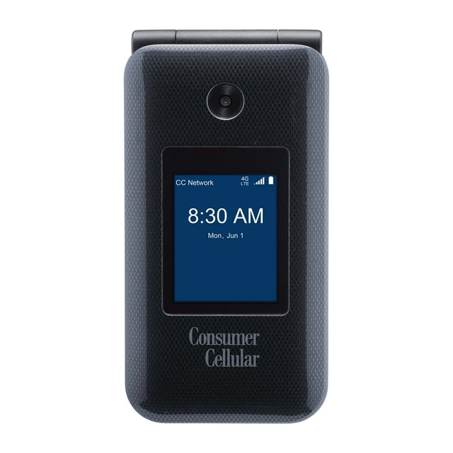 Consumer Cellular Link II Flip Phone, 8GB, Black, Small with Camera ...