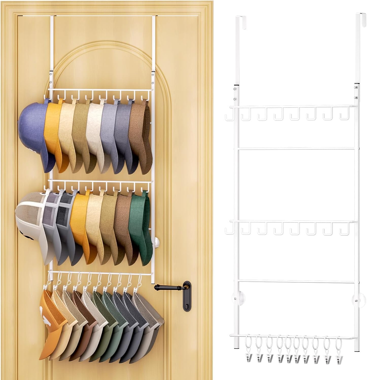 Consumest Over Door Hat Organizer - 3 Tier Wall Mounted Hat Rack with ...
