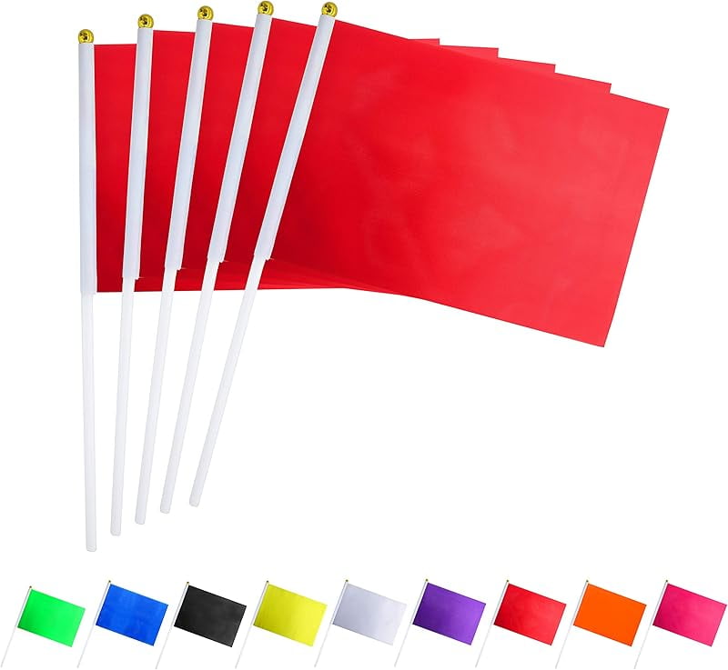 Consummate 25 Pack Solid Red Flag Small Mini Plain Red DIY Flags On ...