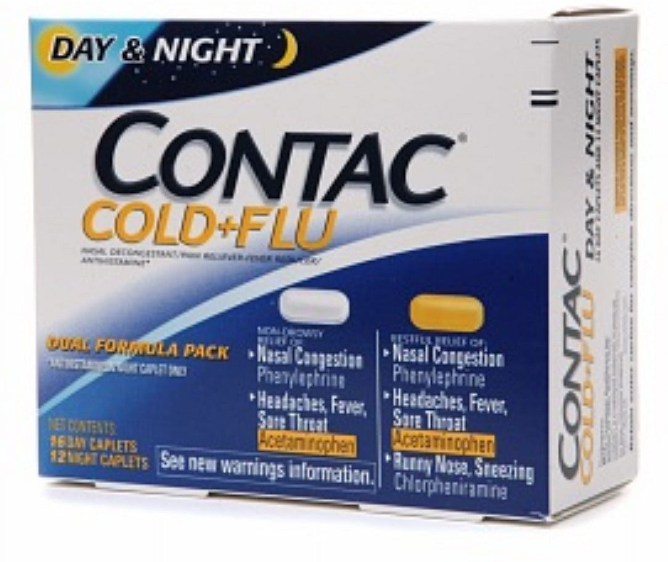 Contac Cold + Flu Non-Drowsy Phenylephrine Decongestant Tablets, Dual ...
