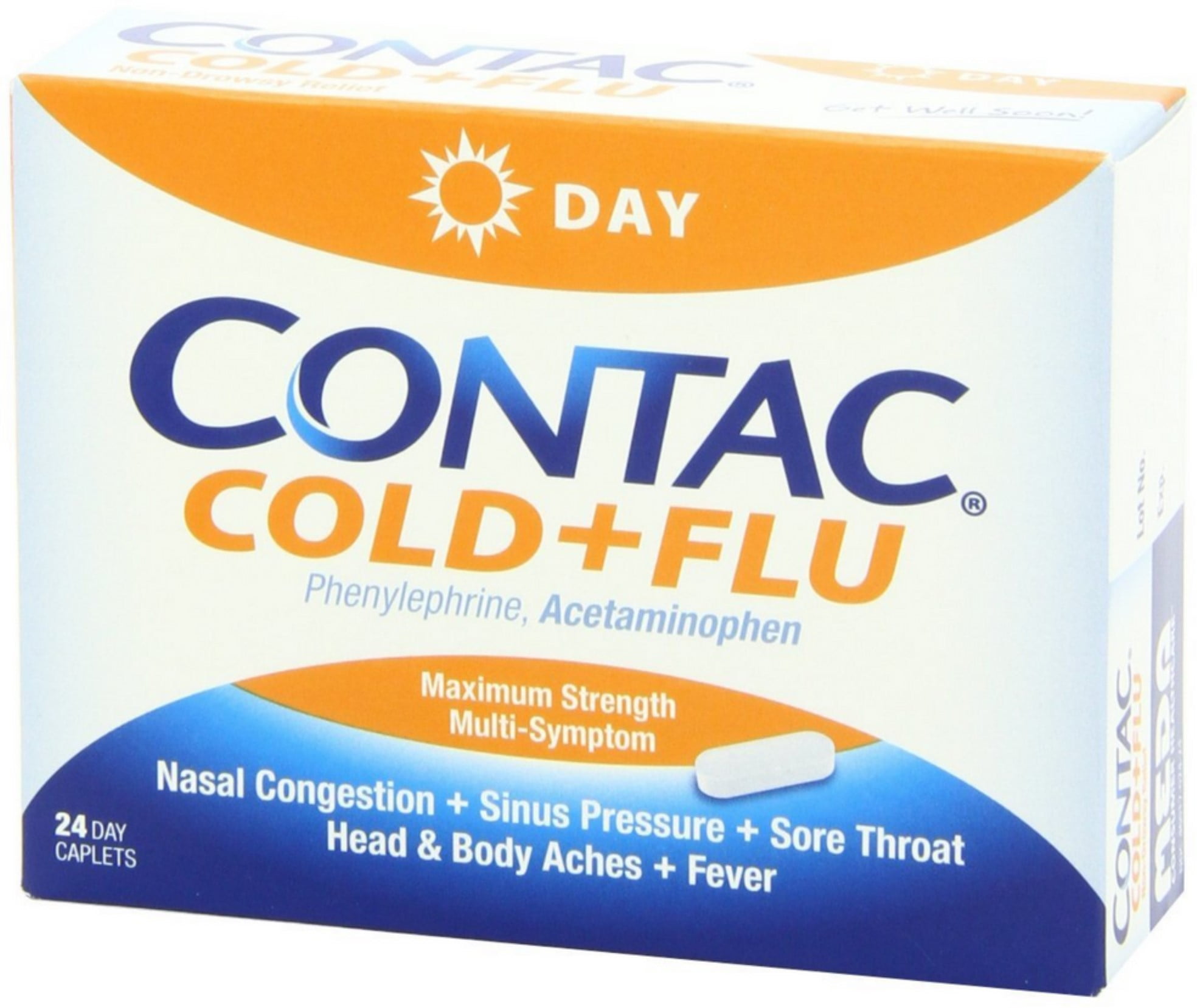 Contac Cold + Flu Non Drowsy Day Maximum Strength Caplets 24 ea ...