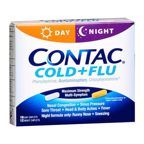 Contac Cold Plus Flu Day And Night Caplets - 28 Ea, 6 Pack - Walmart.com