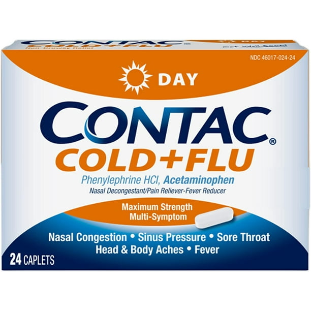 Contac Maximum Strength Non-Drowsy Severe Cold, Flu Relief Caplets - 24 ...