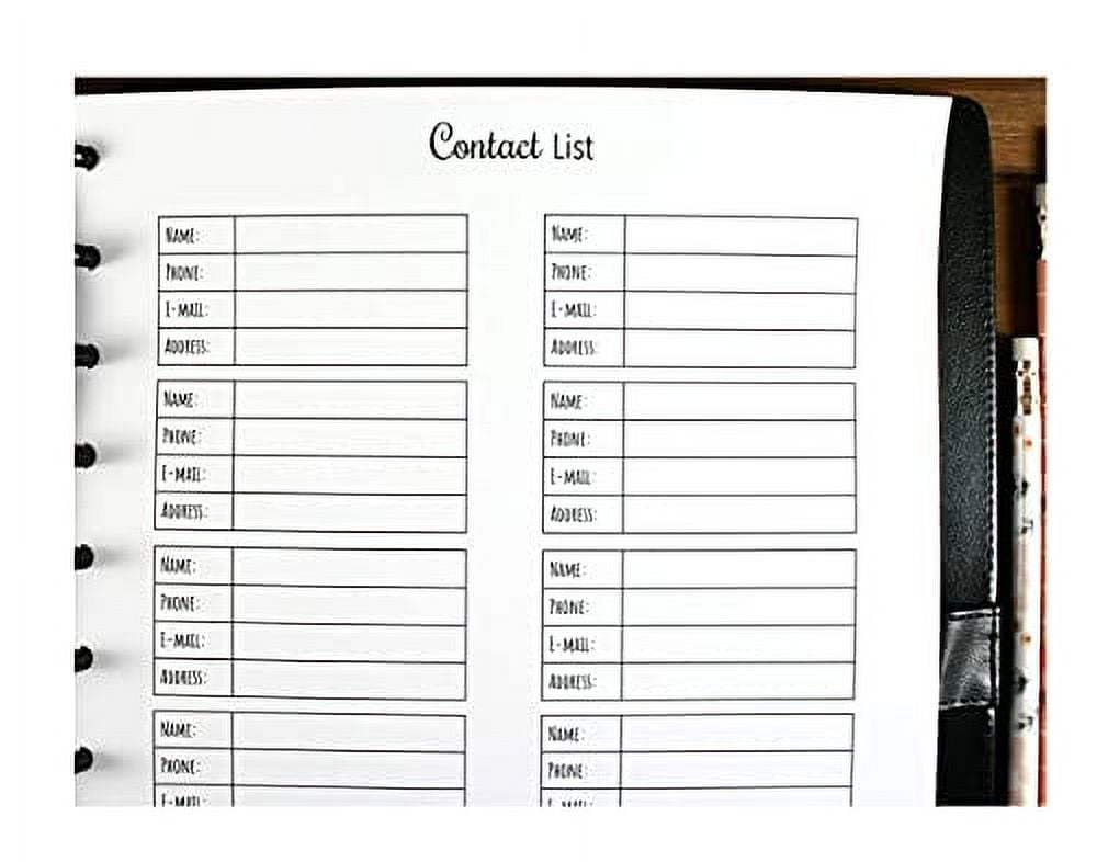 Contact List Inserts for 11 Disc Planners - Walmart.com