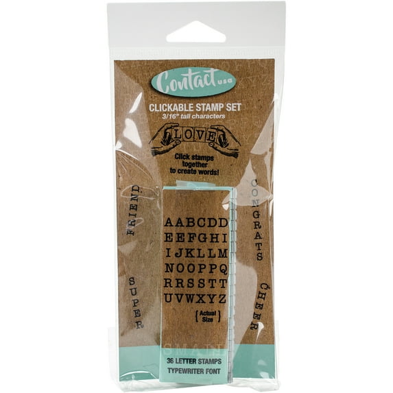 Contact USA Clickable Typewriter Font Stamps 3/16" 36/Pkg-Uppercase ...