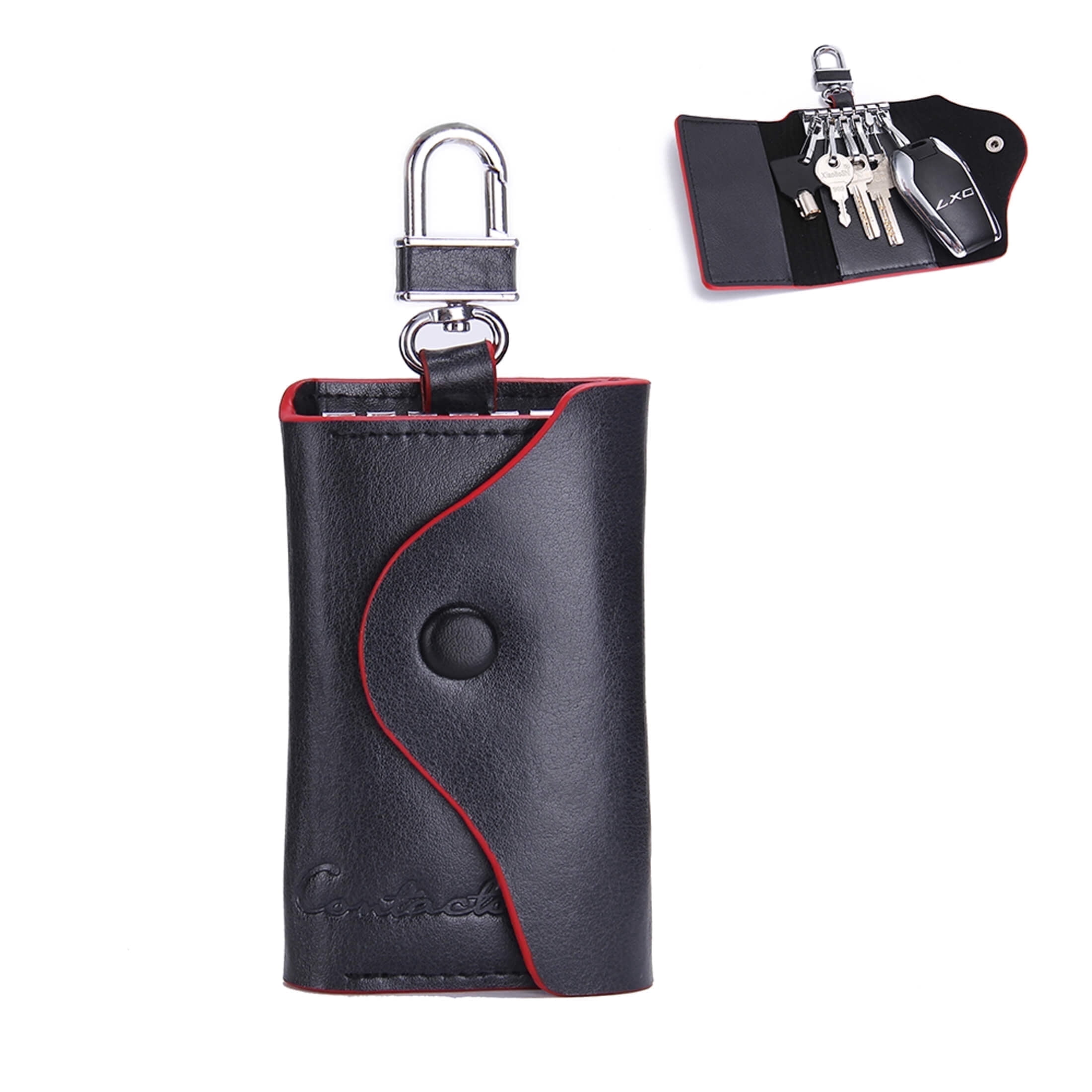 Contact's Leather Key Case for Men & Women - Small Car Key Chain Cover ...