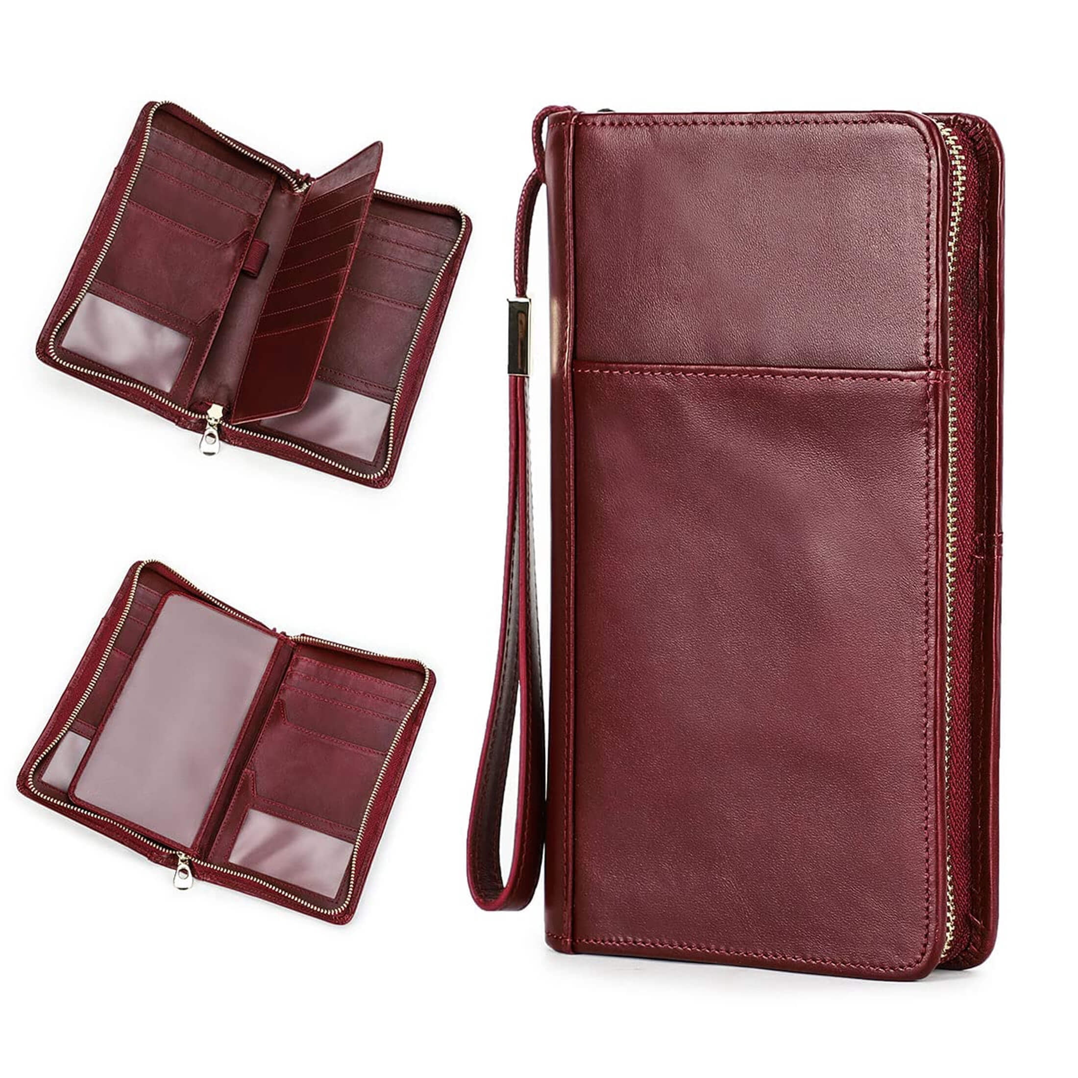 Contact's Travel Passport Wallet for Men, Leather Family Passport ...