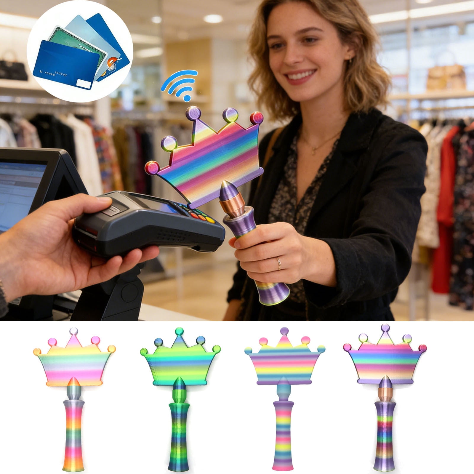 Contactless Payment Wand Crown Design Retractable Payment Wand Tap to ...