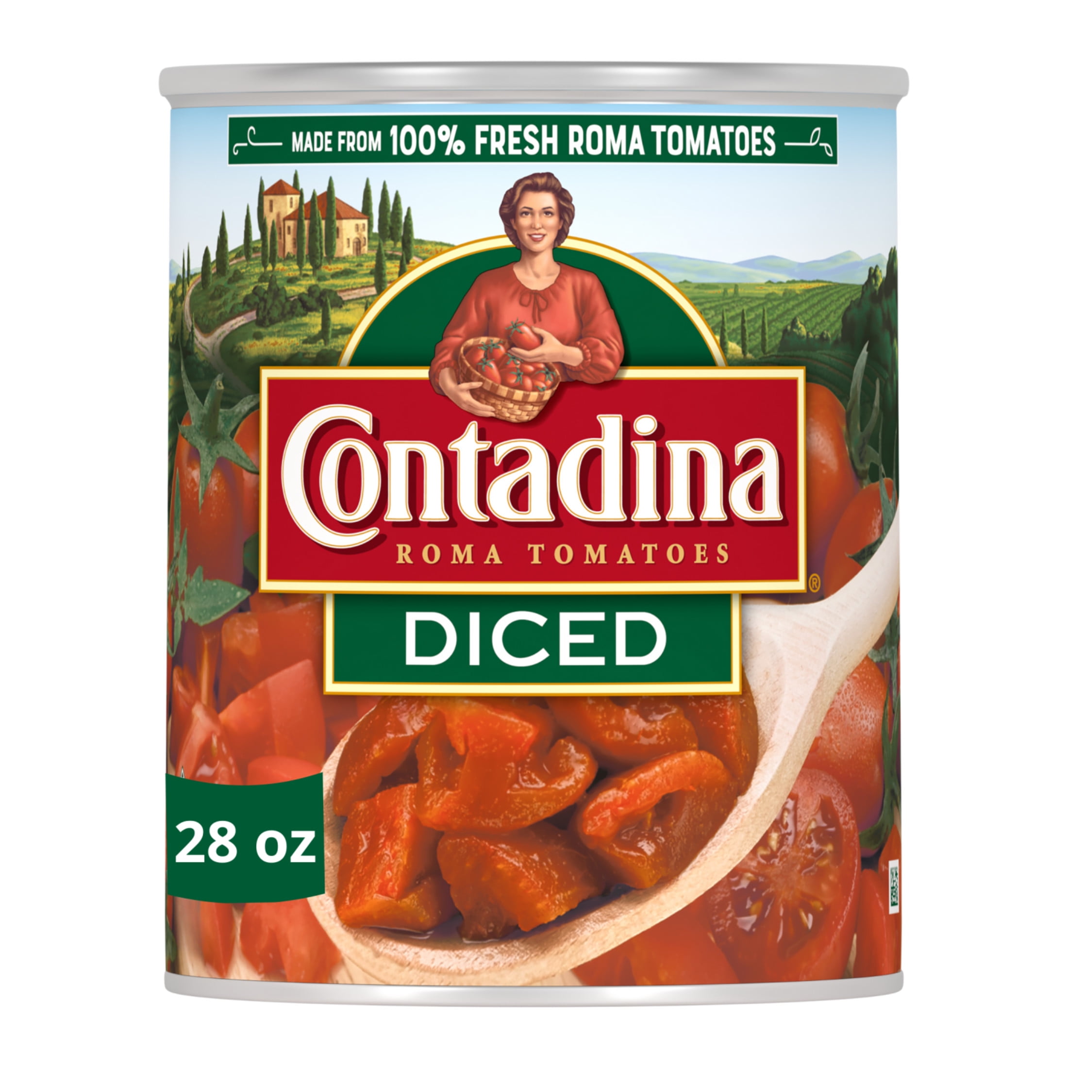 Contadina Italian Diced Roma Tomatoes, 100% Fresh, Non-GMO, 28 oz Can ...