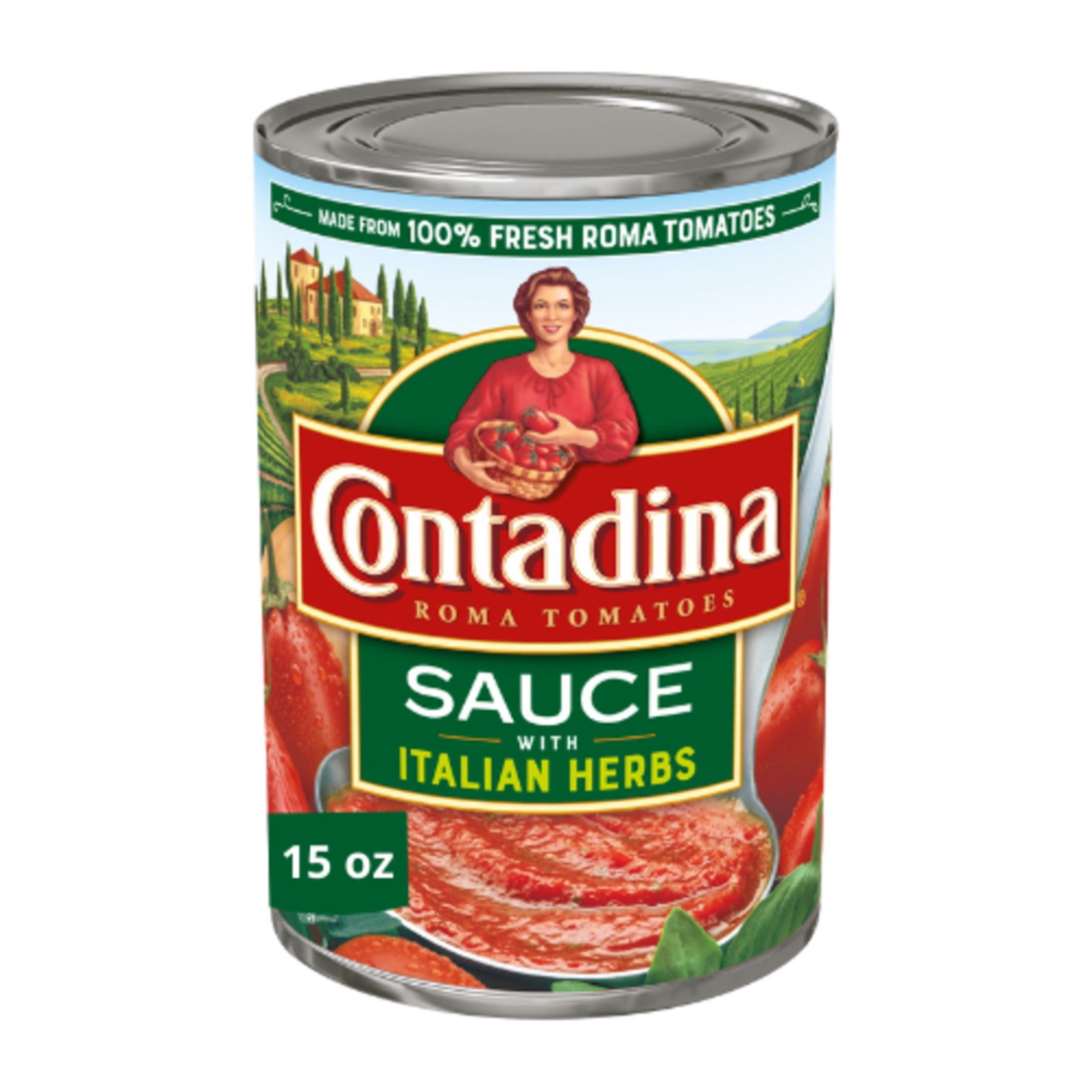 Contadina 100% Fresh Roma Tomatoes Sauce with Italian Herbs, 15 oz Can ...