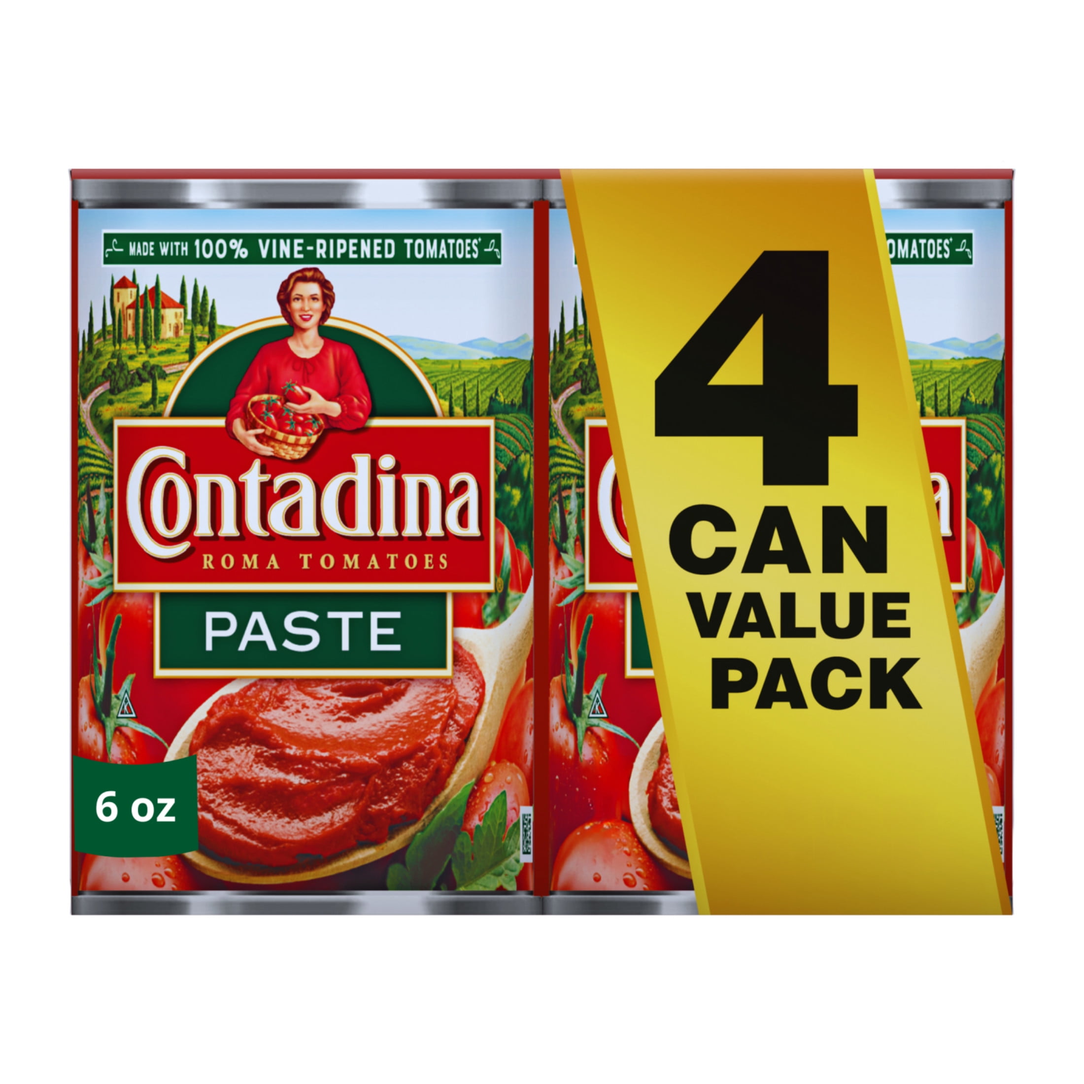 Contadina Tomato Paste, 6 oz Can Pack of 4 Made from 100% Fresh Roma Tomatoes - Walmart.com