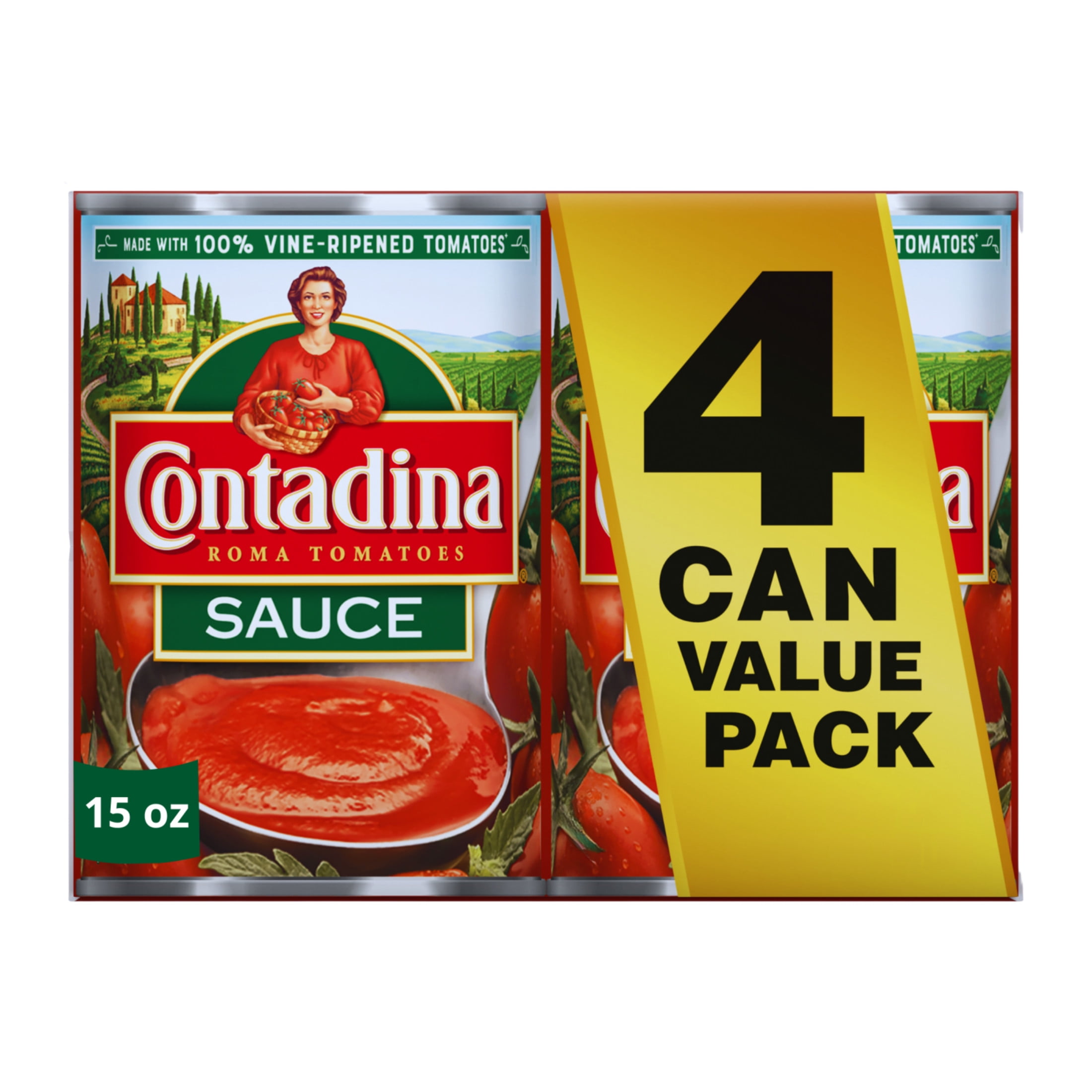 Contadina Tomato Sauce 15 oz Can Pack of 4 - Made with 100% Roma ...