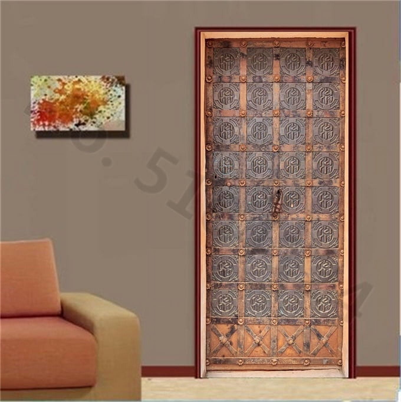 Container Door Stickers 3D Telephone Booth Wooden Door Cover Poster ...