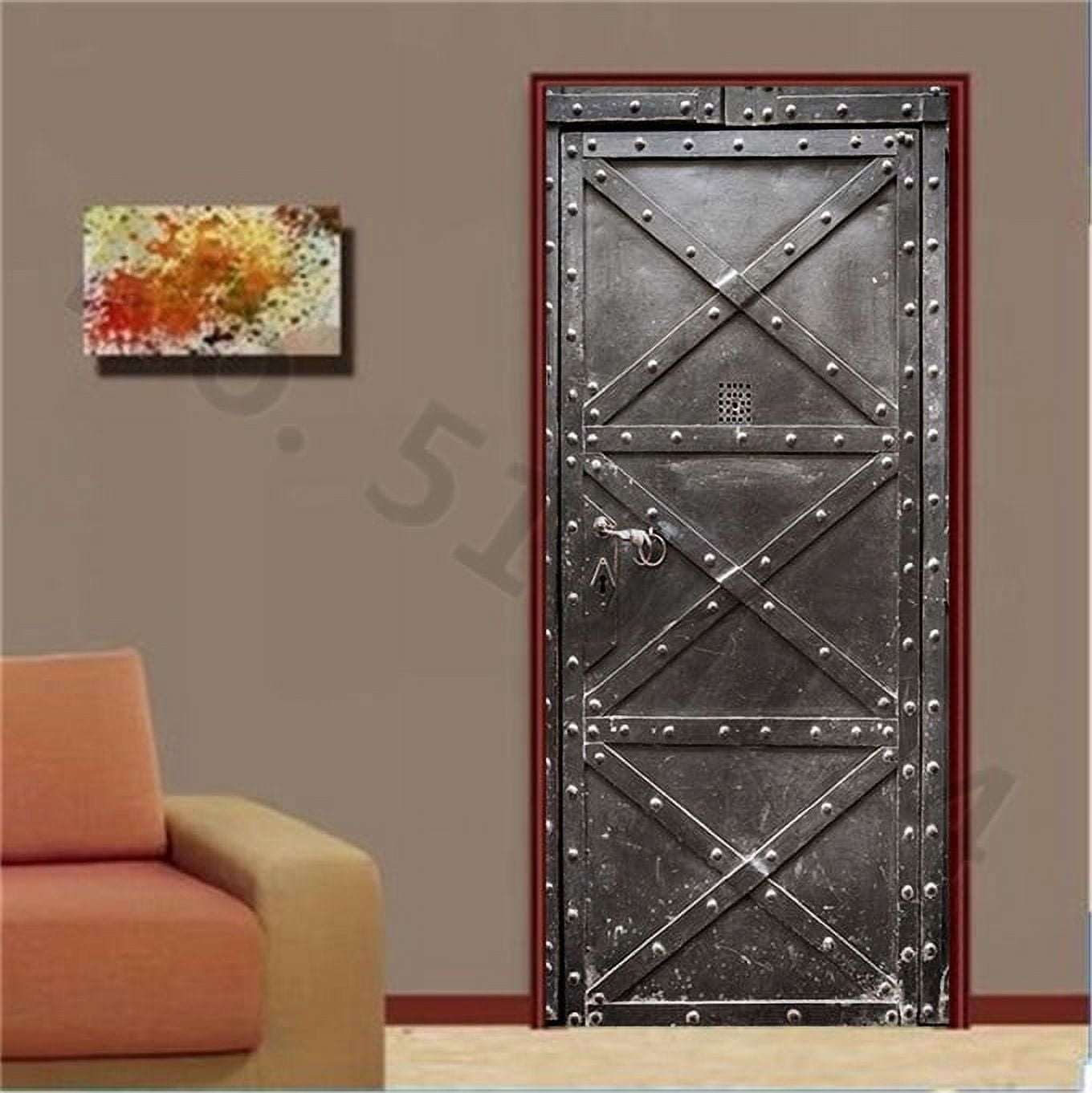 Container Door Stickers 3D Telephone Booth Wooden Door Cover Poster ...