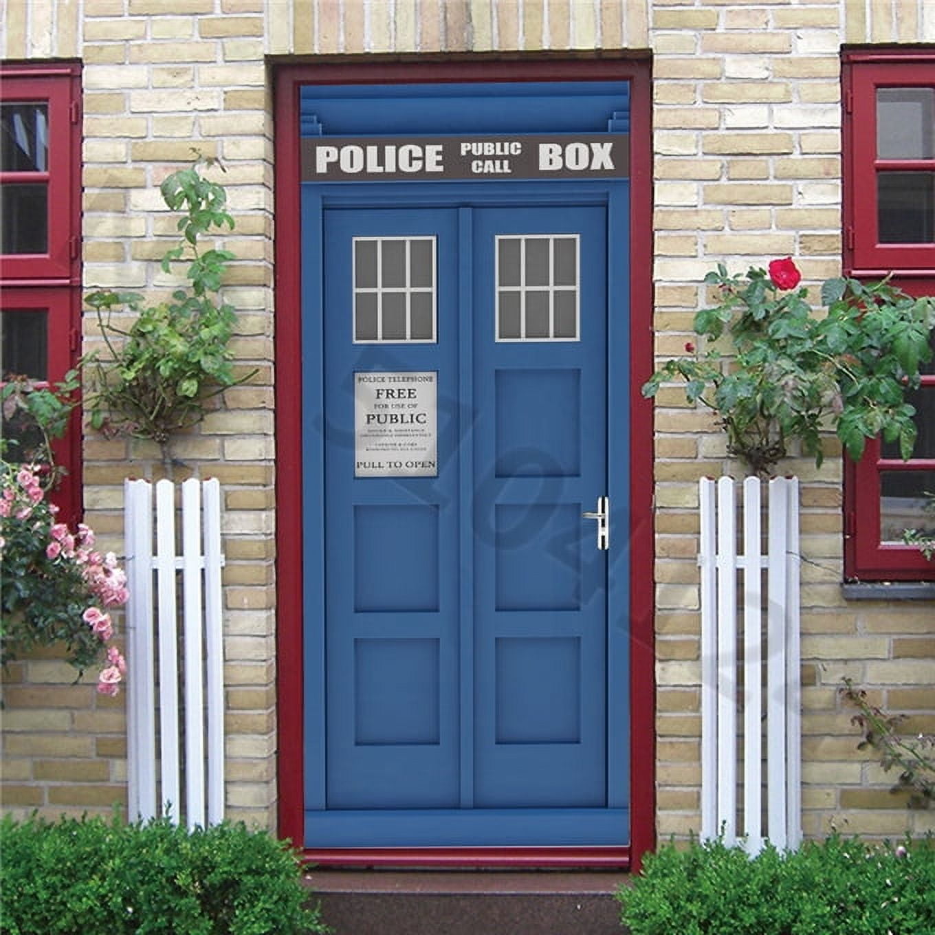 Container Door Stickers 3D Telephone Booth Wooden Door Cover Poster ...