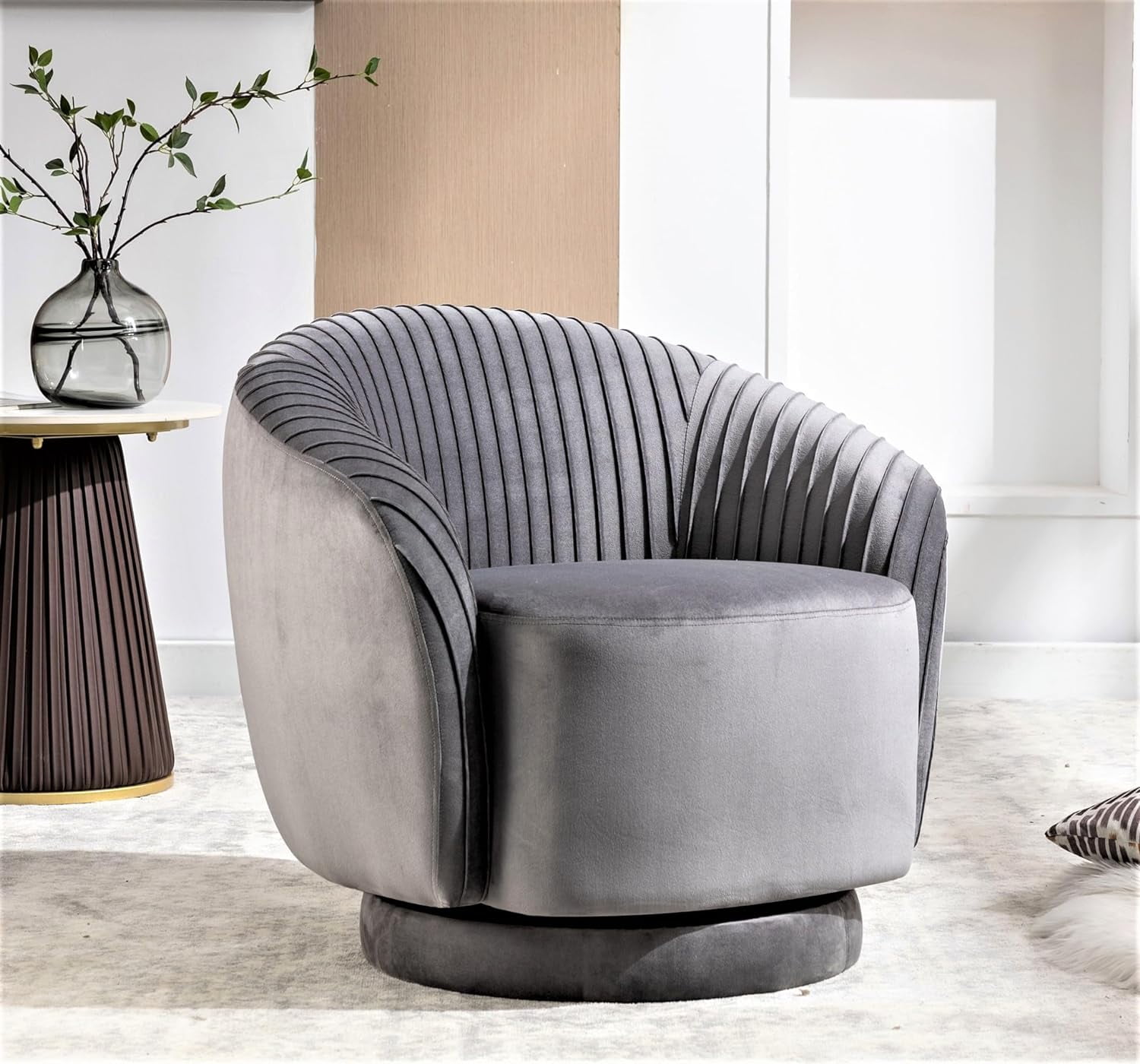 US Pride Furniture Modern Swivel Chair with Plush Velvet Upholstery and ...