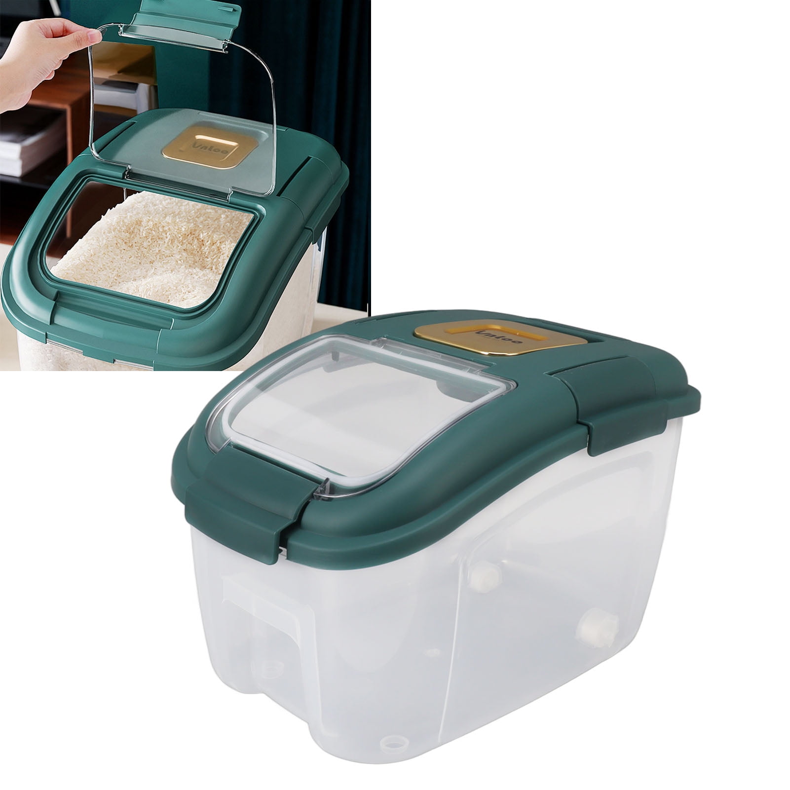 Container Plastic Grain Rice Storage Bin with Locking Lid Large ...
