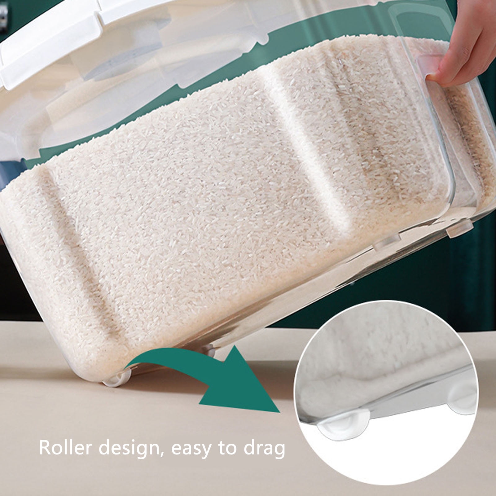 Container Plastic Grain Rice Storage Bin with Locking Lid Large ...