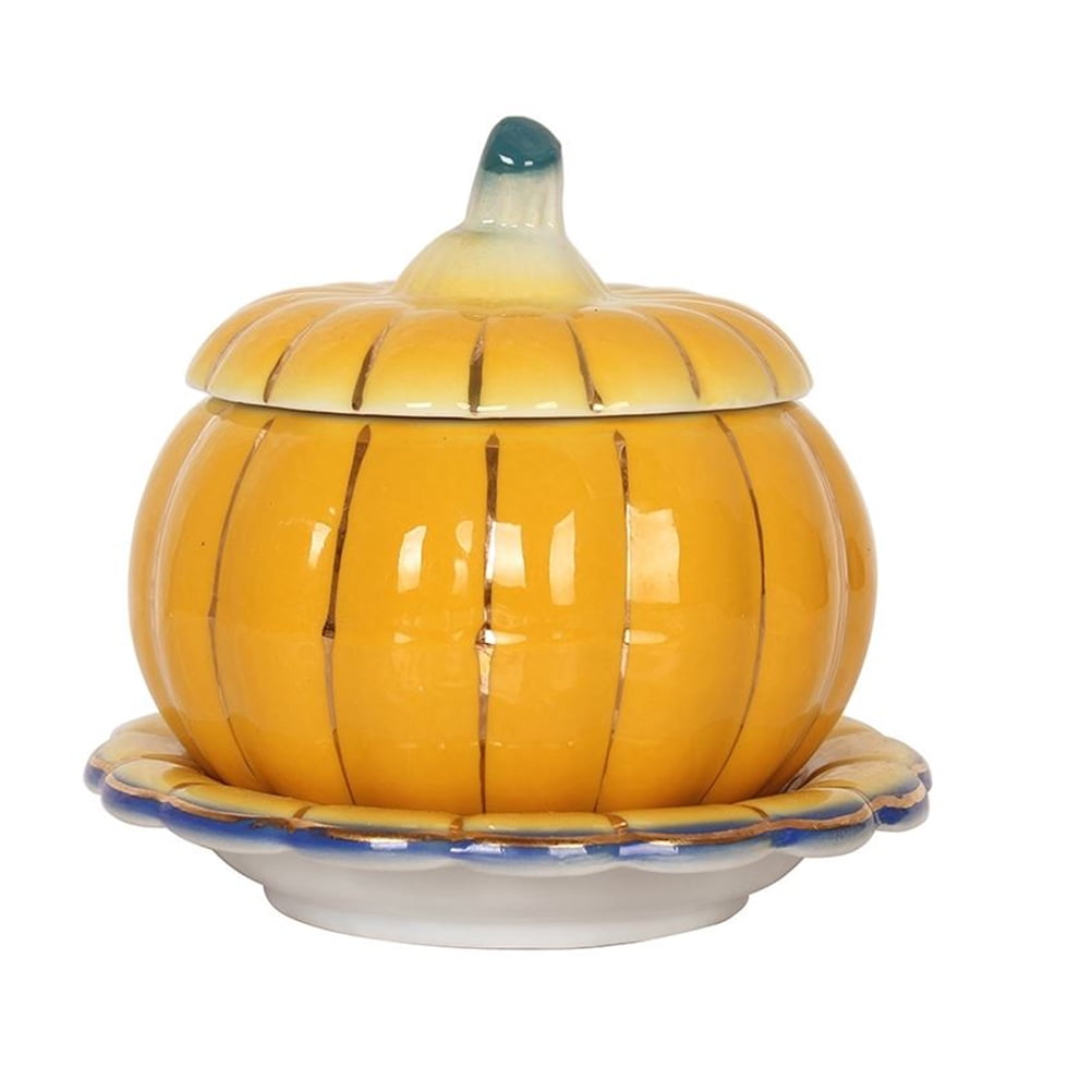 Container with Lid Pumpkin Candy Dish Jar Gaiwan Dinnerware Ceramic ...