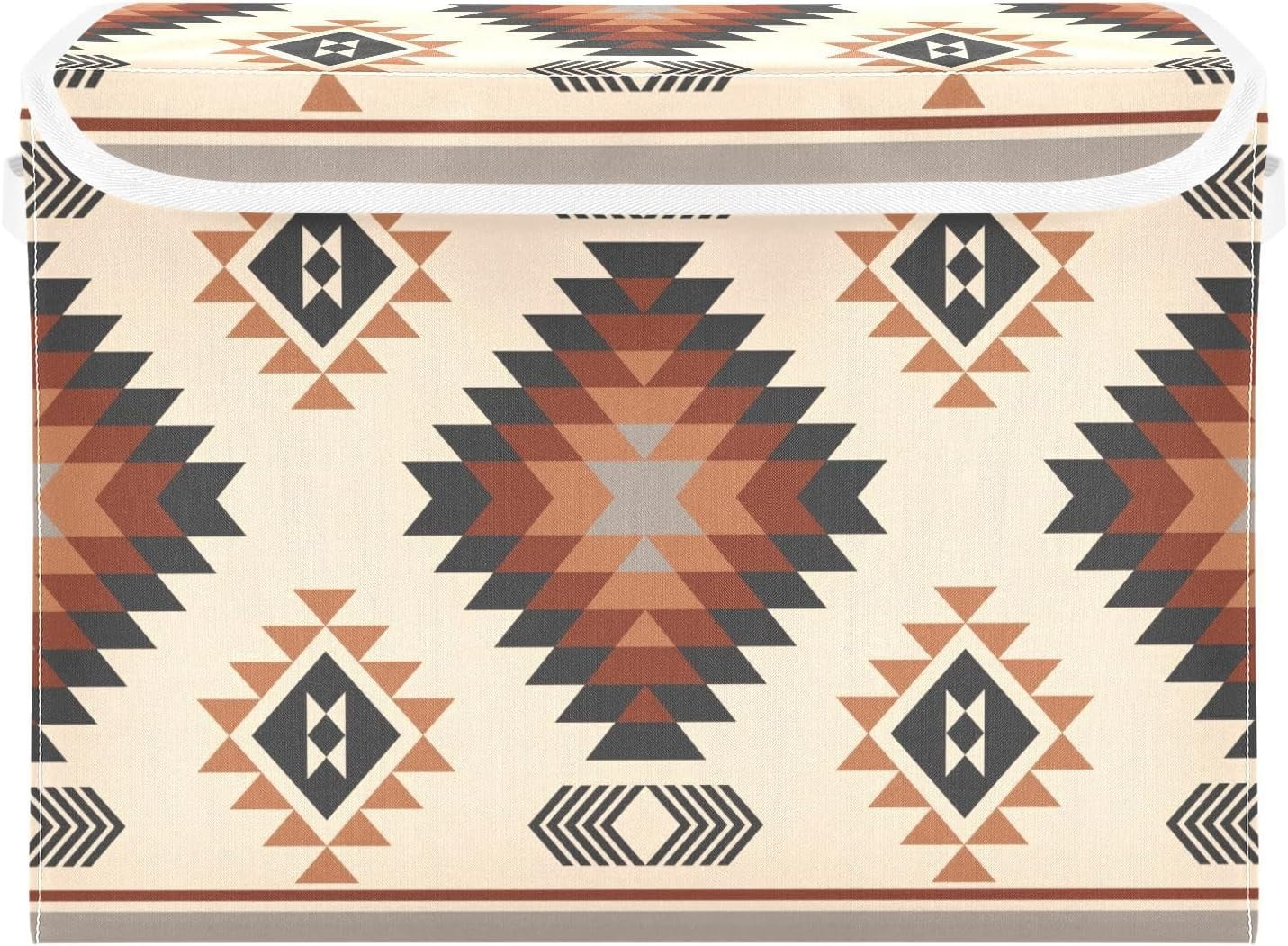 Containers Baskets with Lids Brown Native Ethnic Aztec Style Fabric ...